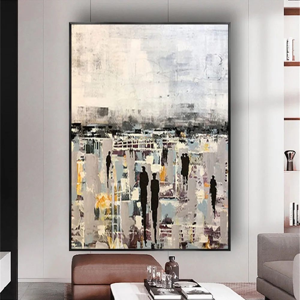 Large Abstract People Postmodern Street View Painting – OILSART