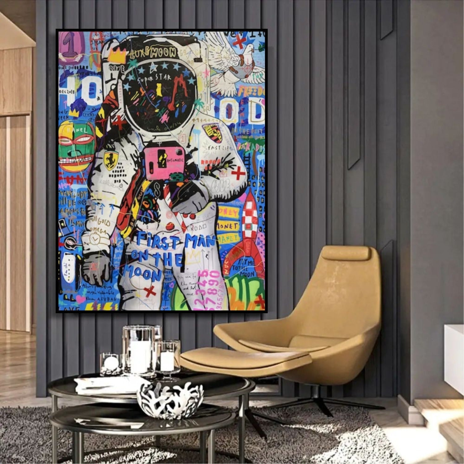 Banksy Style Colourful Astronaut Street Art Painting – OILSART