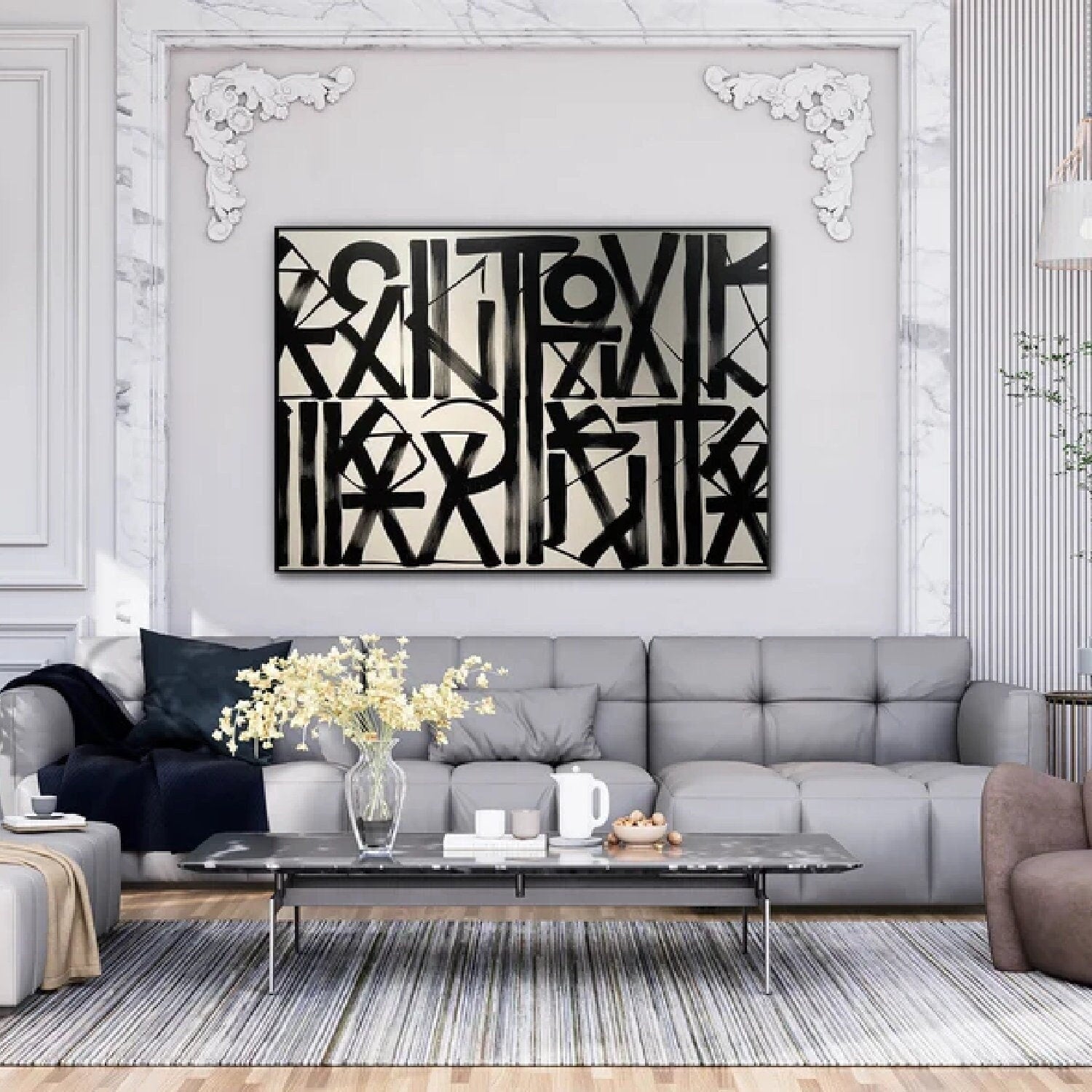 Retna Replica Calligraphy Fonts Abstract Canvas Painting – OILSART