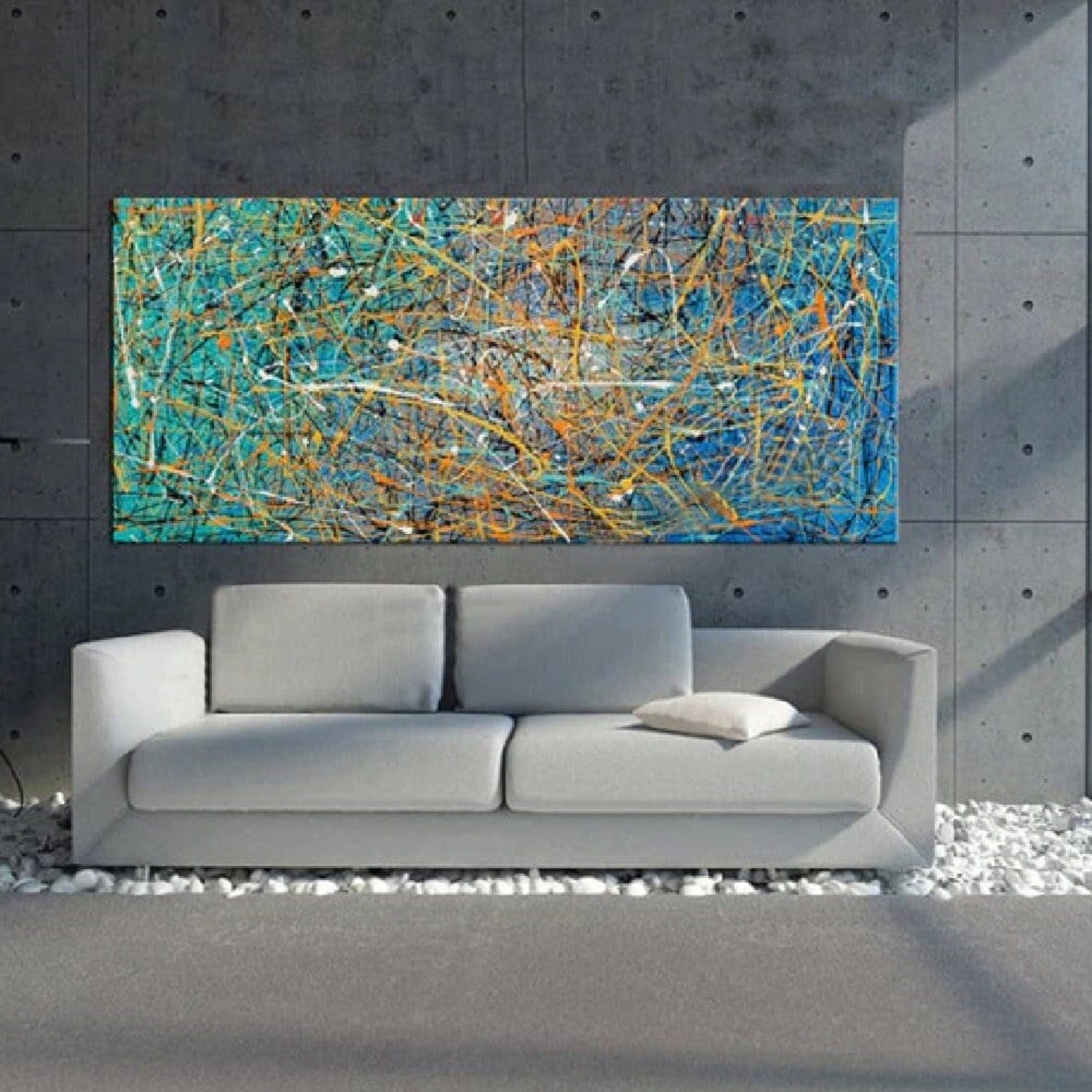 Large Minimal Style Expressionism Action Painting – OILSART